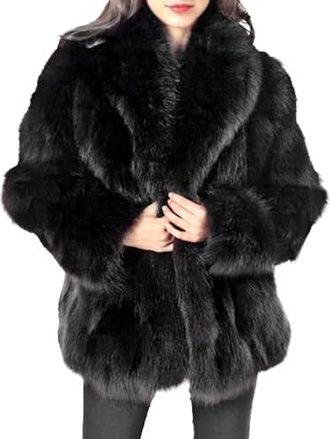 Generic Manteaux en vison pour femmes, manteau mi-long en fausse fourrure, chaud et moelleux, parka ample, épais, grande taille, vêtements dextérieur