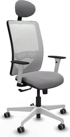 Piqueras y Crespo Gepolsterter B&uuml;rostuhl Zulema mit wei&szlig;en und schwarzen Armlehnen, h&ouml;henverstellbare Lendenwirbelst&uuml;tze und festes Kopfteil, ausgestattet mit 3 Positio