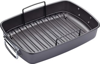 MasterClass MasterClass Deep Roasting Tin mit Rack, Bratgeschirr für Backofen und Herd, Heavy Duty, rostfrei mit PTFE, PFOA und BPA frei Antihaft, spülmaschinenfe