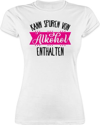Shirtracer Shirt Damen - Party & - Kann Spuren von Alkohol enthalten - Vintage - XXL - Wei&szlig; - Trinker Shirts Partyshirt Sauf t-Shirts Mallorca Tshirt lustiges tr