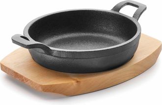 Lacor Lacor 25873 Pfanne M/Holzbehaelter Magma D.18 cm, Gusseisen, Black, 25 x 19 x 8 cm