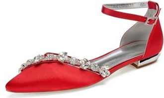 Generic Chaussures Mari&eacute;e Plates Confortable Femme Confortable Plates Mariage Chaussures Plate Mariee Robe 2Cm,Rouge,43 EU