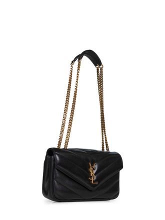 Saint Laurent Womens Shoulder Bag Loulou Small Black Lambskin