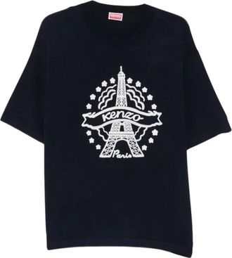 Kenzo T-shirt motif Tour Eiffel - Homme - Tops - Bleu - Taille: L