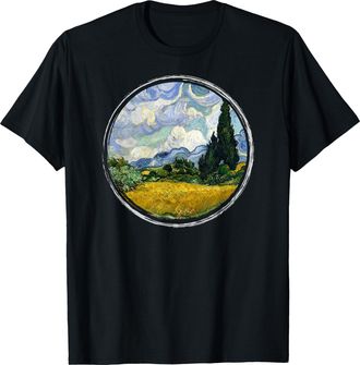 Smooth HQ Stilvolle Vintage-Kunst Weizenfeld mit Zypressen Van Gogh T-Shirt