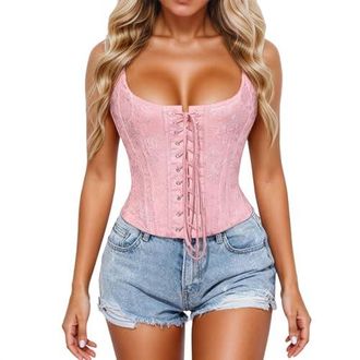 Generic Corset Femme Gothique, Gilet &Agrave; Lacets Et Noeud Superpos&eacute; &Agrave; Un Corset &Agrave; Baleines