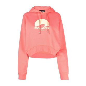 Dsquared2 Logo-bedruckter Hoodie mit Kordelzug - - Sweatshirts & Hoodies - Damen - Rosa - S