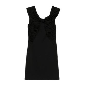 Max Mara Navile Kleid mit Drapierung am Ausschnitt - - Dresses - Damen - Schwarzk - S