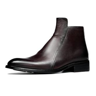 Generic Bottes Chelsea pour Hommes en Cuir Pleine Fleur avec Fermeture &eacute;clair lat&eacute;rale | Bottes habill&eacute;es &agrave; Semelle rembourr&eacute;e pour Affaires et Tenue d&eacute;contra