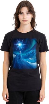 Disney Frozen mandarin creative ltd Frozen Elsas Magical Light Ladies T Shirt, Black, Noir, XXL Femme