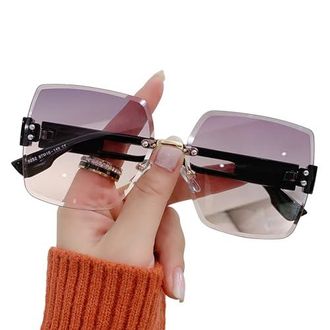 ZJchao Lunettes de Soleil Femme Lunettes de Conduite Tendance de Protection de Soleil sans Monture pour Activit&eacute;s de Plein Air et Usage Quotidien Marron Rose