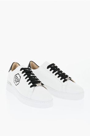 Philipp Plein Leather Sneakers HEXAGON with Laretale Logo size 45