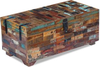 Festnight Couchtisch Truhe Beistelltisch aus Recyceltes Massivholz Kaffeetisch Holztisch Wohnzimmertisch 80x40x35cm