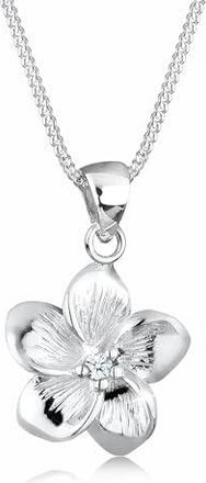 Elli PREMIUM Collier Femme Fleur Frangipani avec Diamant (0.03 ct ) en Argent Sterling (925/1000)