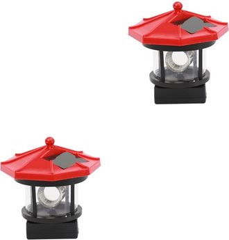 OSALADI 2 St&uuml;cke Au&szlig;enlicht Werkzeug Haus Hof Garten Grad LED Landschaft Leuchtturm F&uuml;r Dekoration Praktisch Rasen Angetrieben Rotierender Teich Rot Au&szlig;enbele
