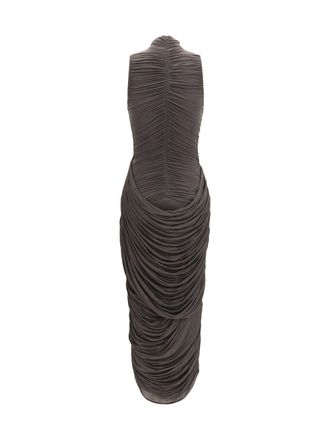 Magda Butrym Womens Draped High-Neck Midi Dress Brown Cupro; Elastane