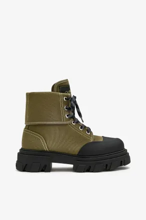 Ganni Bottes de trail en toile verte Vert Coton - Taille 42 - Pour Femme