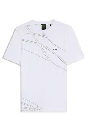 BOSS Herren Tee 10 IN Sportives, feuchtigkeitsableitendes T-Shirt mit Piqu&eacute;-Struktur Wei&szlig; XXL