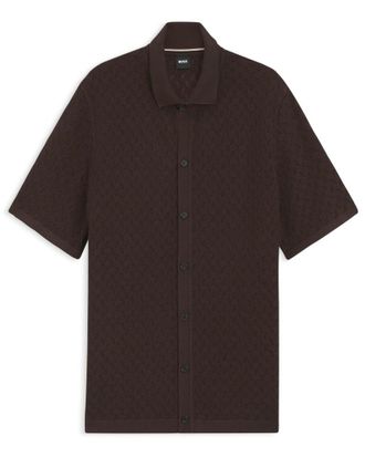 HUGO BOSS Kurzarm-Strickhemd aus Baumwolle in