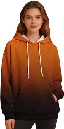 Generic Pull &agrave; capuche tendance d&eacute;grad&eacute; pour femme, pull &agrave; manches longues, pull &agrave; capuche surdimensionn&eacute; confortable, streetwear, haut d&eacute;contract&eacute;, coupe amp