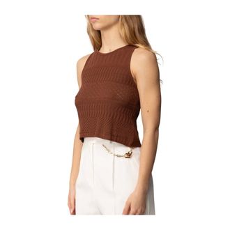 Akep Femme, Tops, Brun, Taille: 36 FR Perforated Knit Top