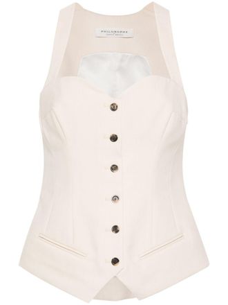 Philosophy di Lorenzo Serafini haut sans manches à encolure coeur - Tons neutres