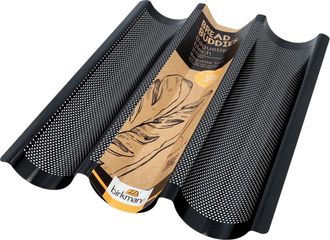 RBV BIRKMANN Birkmann, Baguette Blech, Karbonstahl, perforierte Baguetteform für 3 Baguettes, mit Antihaftbeschichtung und Rezeptidee
