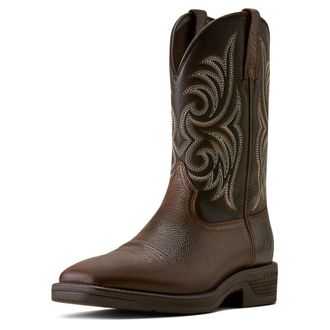 Ariat Mens Ranger Wide Square Toe Western Boots in Wicker Chocolate Smoke, D Medium Width, Size 44.5, by Ariat