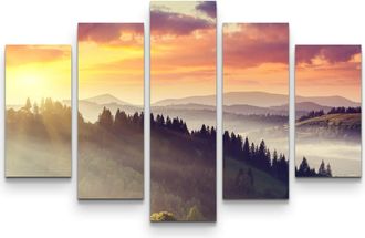 Paul Sinus Art Leinwandbilder | Bilder Leinwand 160x100cm wunderschöner Sonnenuntergang in den Bergen