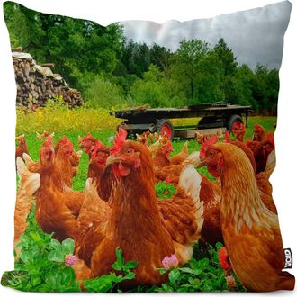 Void Watches H&uuml;hner Ostern Kissenbezug 40x40 Kissenh&uuml;lle Polyester Zierkissen Couchkissen Ostern Osterdeko Deko, Kissen Gr&ouml;&szlig;e:40 x 40 cm