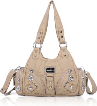 Angel Kiss Kleine Hobo-Umh&auml;ngetaschen f&uuml;r Damen, Vagen, Leder, mehrere Taschen, Tragetasche mit Rei&szlig;verschluss, aprikose