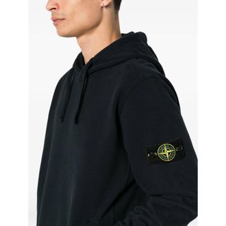 Stone Island Cotton Drawstring Hoodie - Black