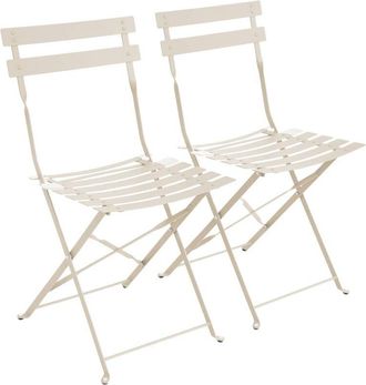 Sweeek Lot de 2 chaises de jardin bistrot pliables en acier thermolaqu&eacute;. 49.5 x 41 x 80.5cm