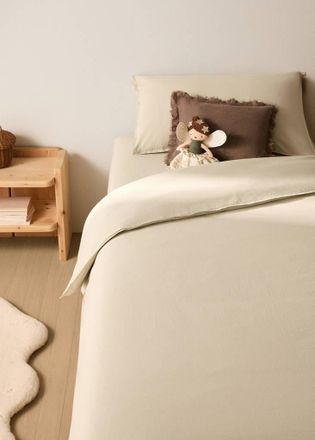 Mango Housse de couette enfant coton lav&eacute; double surpiq&ucirc;re lit 90 cm vert pastel - Home - Lit 90 cm - MANGO HOME