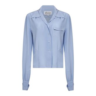 Maison Margiela Lang&auml;rmeliges Seidenhemd - - Blouses & Shirts - Damen - Blau - 2XS