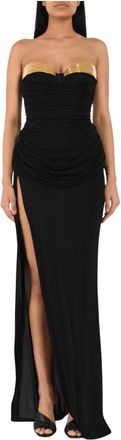 Elisabetta Franchi Femme, Robes, Noir, Taille: 42 FR Robe de Soir&eacute;e Tapis Rouge en Cr&ecirc;pe Jersey L&eacute;ger
