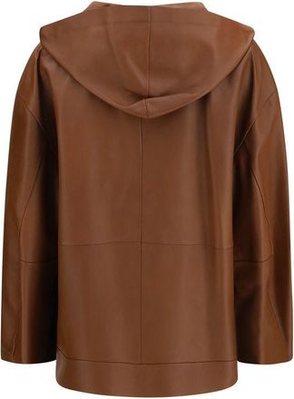 Max Mara Womens Brown Lamb Ovis Aries Leather Jacket Clothing