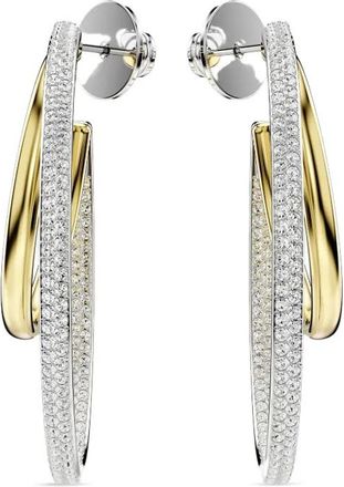 Swarovski Hyperbola Doppelcreolen mit Diamanten - Silber
