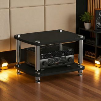 Generic HiFi Regal Niedriges AV-Medienregal, 4-stufiges Stereo-St&auml;nder- und Racksystem mit sto&szlig;d&auml;mpfenden F&uuml;&szlig;en, Audio-Rack for DVD-Player/Spielkonsole/TV-Box