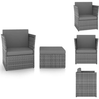 vidaXL Gartensessel mit Hocker Poly Rattan Anthrazit - Gartensessel - Rattan M&ouml;bel - Gartenstuhl - Outdoor Stuhl - Lounge Chair