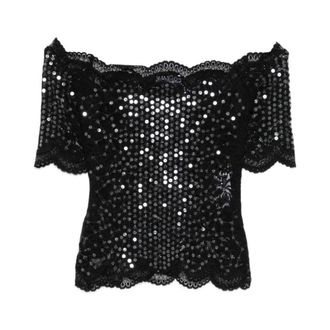 Paco Rabanne Pailletten-Spitzentop - - Blouses & Shirts - Damen - Schwarzk - XL