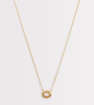Abbott Lyon Collier en acier inoxydable plaqu&eacute; or 18 carats &agrave; pendentif effet fondu orn&eacute; dune fausse perle-Dor&eacute;