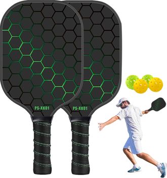Generic Paddelkugeln Set, Gurkenkugeln Set | Pro Pickle Ball Kit Schl&auml;gerset | Gurkenschl&auml;ger aus Fiberglas, 4 Gurkenkugeln, Ergonomischer W&uuml;rfelgriff
