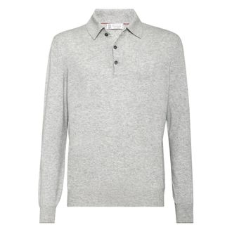 Brunello Cucinelli Polo en maille de cachemire - Homme - Tops - Gris - Taille: L