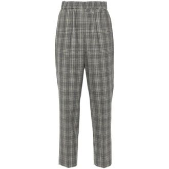 PESERICO Slim Fit Tartan Check Wollhose - - Trousers - Damen - Grau - M