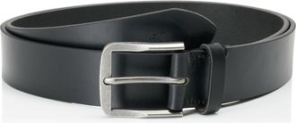 Calvin Klein Herren Gürtel Classic Flat 3,5 cm Ledergürtel, Schwarz (Black/Antique Silver), 100 cm