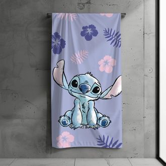 Disney Lilo und Stitch Strandtuch, Handtuch, 100% Baumwolle, Stitch, Baden, Meer, abtrocknen (Lila)