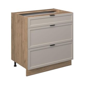 Vicco Meuble cuisine Fame-Line, GrisBeige, 80 cm avec 3 tiroirs, sans plan de travail, Vicco