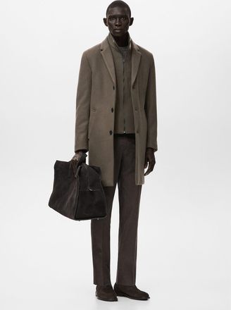 Mango Manteau en laine avec col intérieur détachable marron moyen - Homme - XXL - MANGO MAN