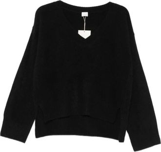 C.T. Plage Pull en maille &agrave; col en V - Femme - Pulls - Noir - Taille: 38 FR